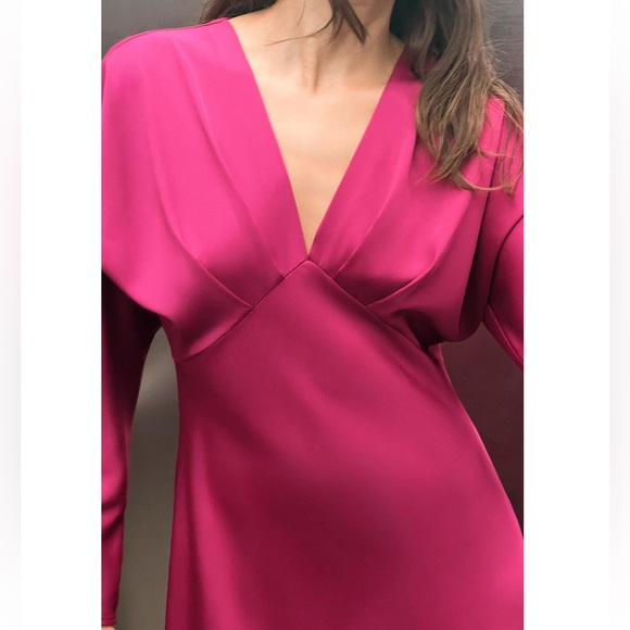 Zara | Dresses | Zara Satin Effect Midi Dress | Poshmark